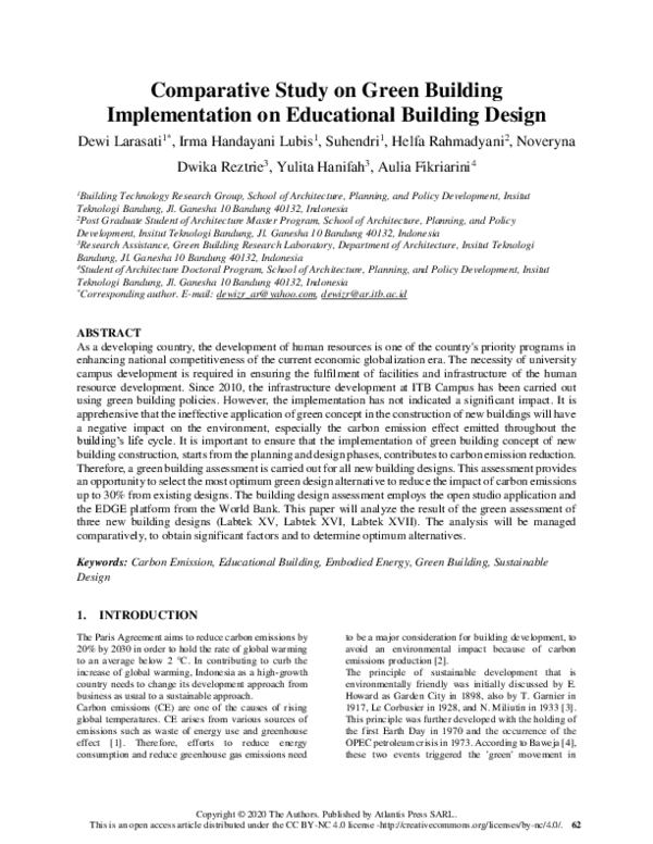 (PDF) Comparative Study on Green Building Implementation on Educational Building Design
