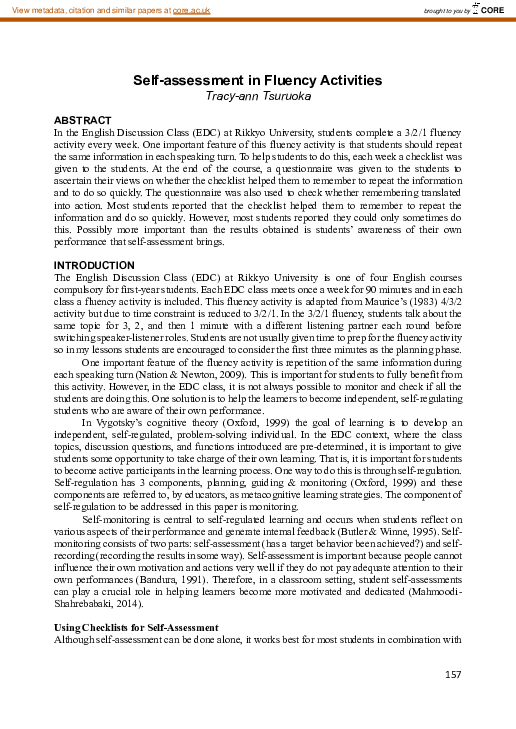 (PDF) Self-assessment in Fluency Activities