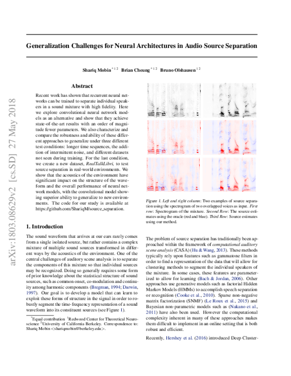 Pdf Generalization Challenges For Neural Architectures In Audio Source Separation