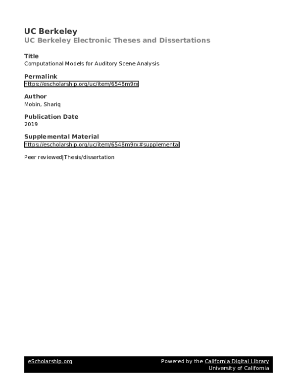 Pdf Computational Models For Auditory Scene Analysis