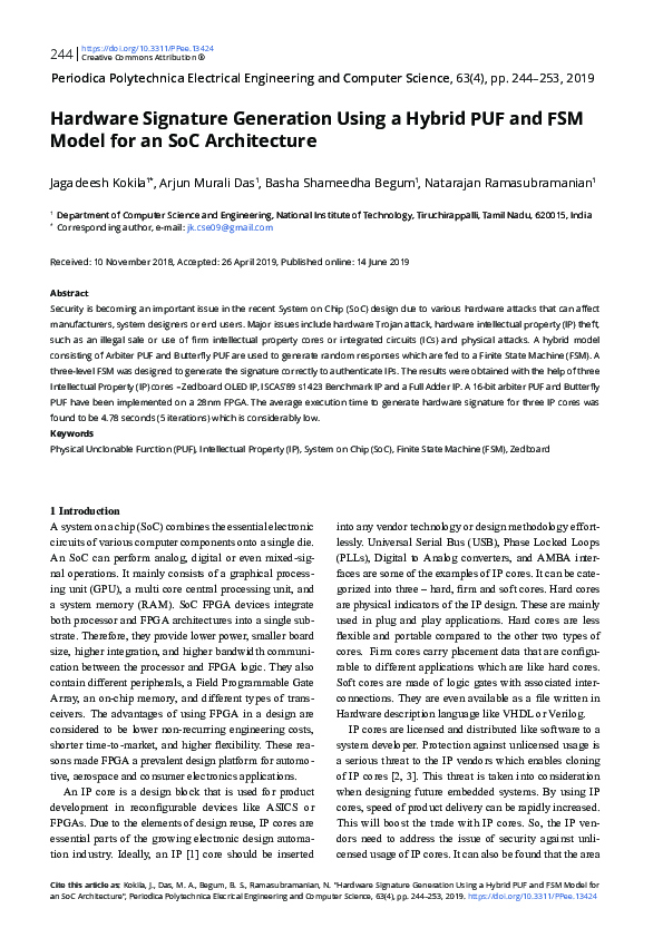 (PDF) Hardware Signature Generation Using a Hybrid PUF and FSM Model ...