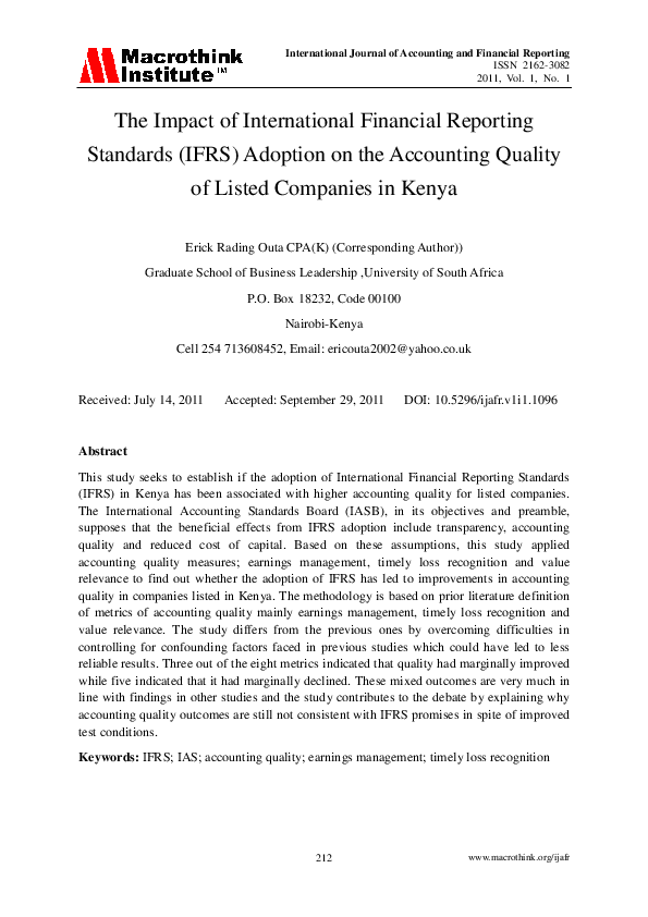 (PDF) The Impact of International Financial Reporting Standards (IFRS ...