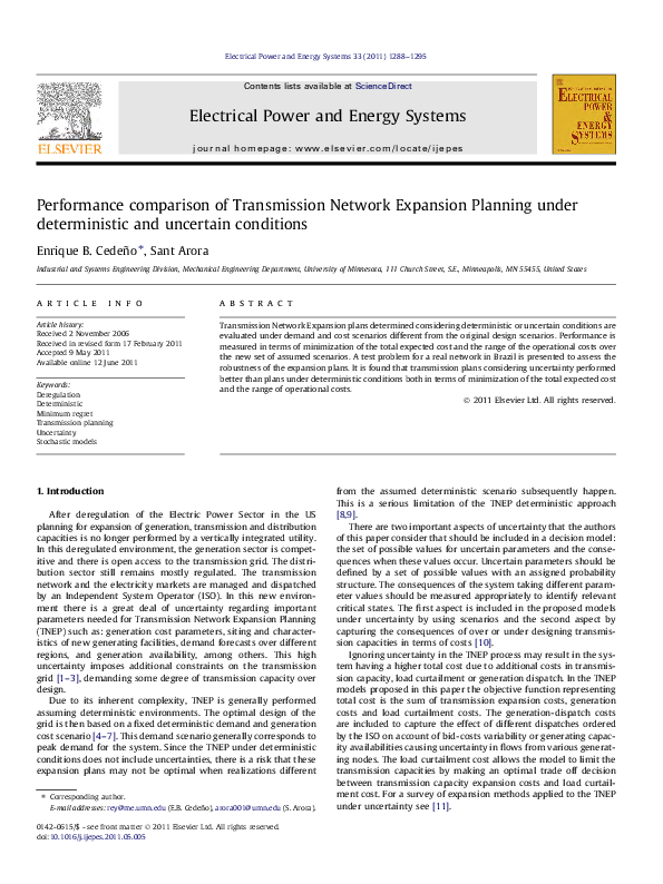 (PDF) Performance comparison of Transmission Network Expansion Planning ... (PDF) Performance comparison of Transmission Network Expansion Planning ...