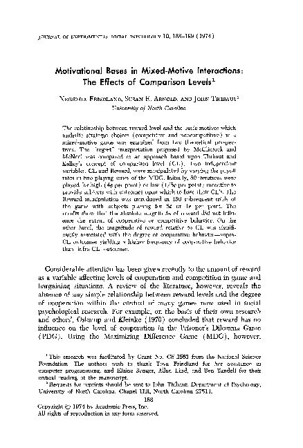 (PDF) Motivational bases in mixed-motive interactions: The effects of ...