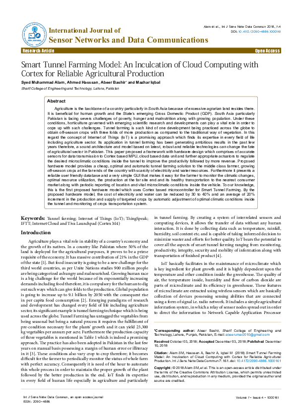 (PDF) Smart Tunnel Farming Model: An Inculcation of Cloud Computing with Cortex for Reliable ...