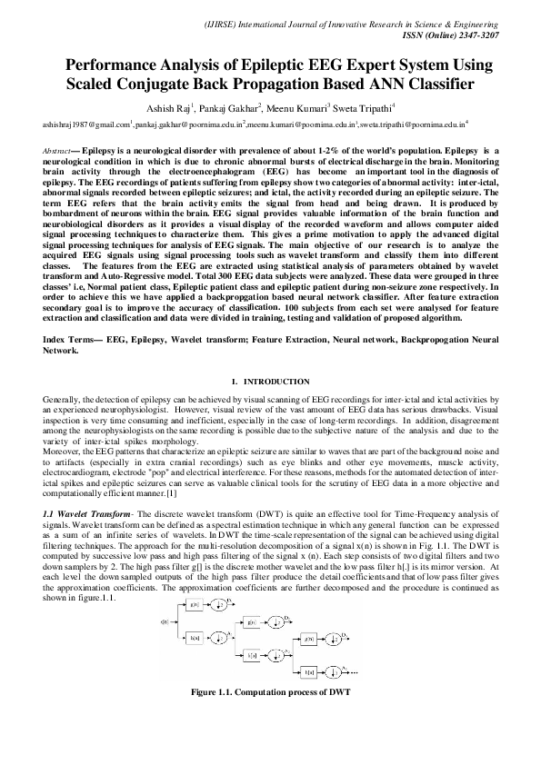 Pdf Performance Analysis Of Epileptic Eeg Expert System Using Scaled Conjugate Back