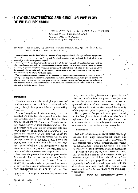 (PDF) Flow characteristics and circular pipe flow of pulp-suspension