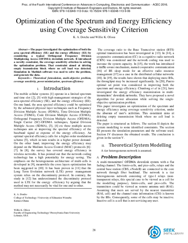 (PDF) Optimization of the Spectrum and Energy Efficiency using Coverage ...