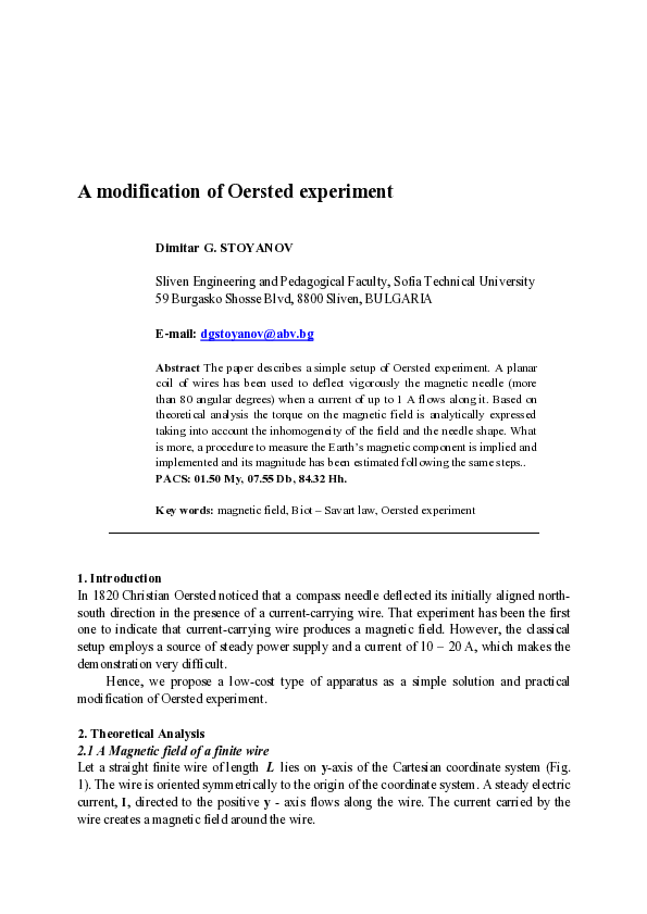 (PDF) A modified experiment of Oersted