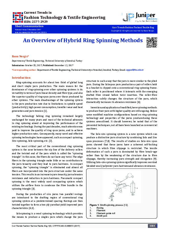 (PDF) An Overview of Hybrid Ring Spinning Methods