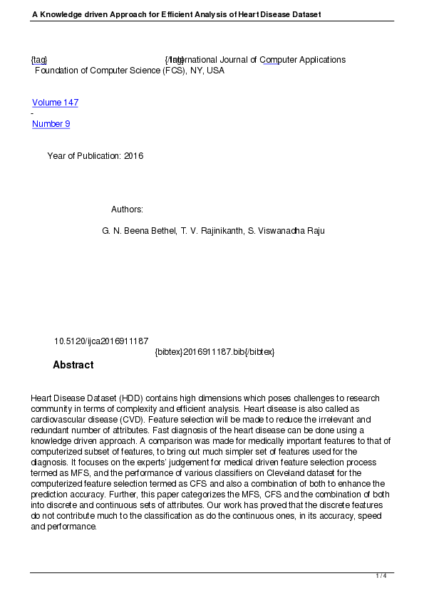 Pdf A Knowledge Driven Approach For Efficient Analysis Of Heart