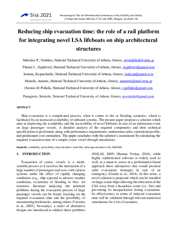 (PDF) Reducing ship evacuation time: the case of a rail platform for integrating novel lifeboats ...