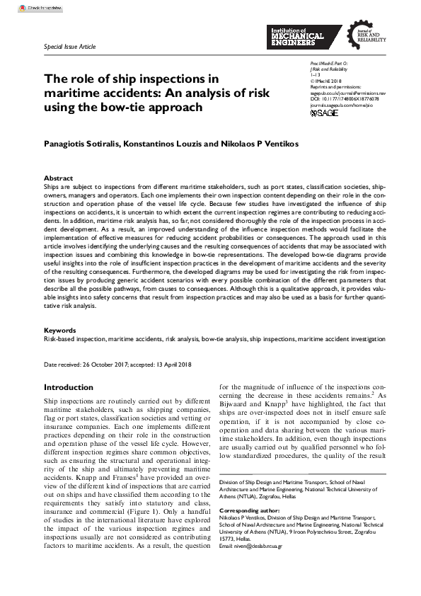 (PDF) The role of ship inspections in maritime accidents: An analysis ...