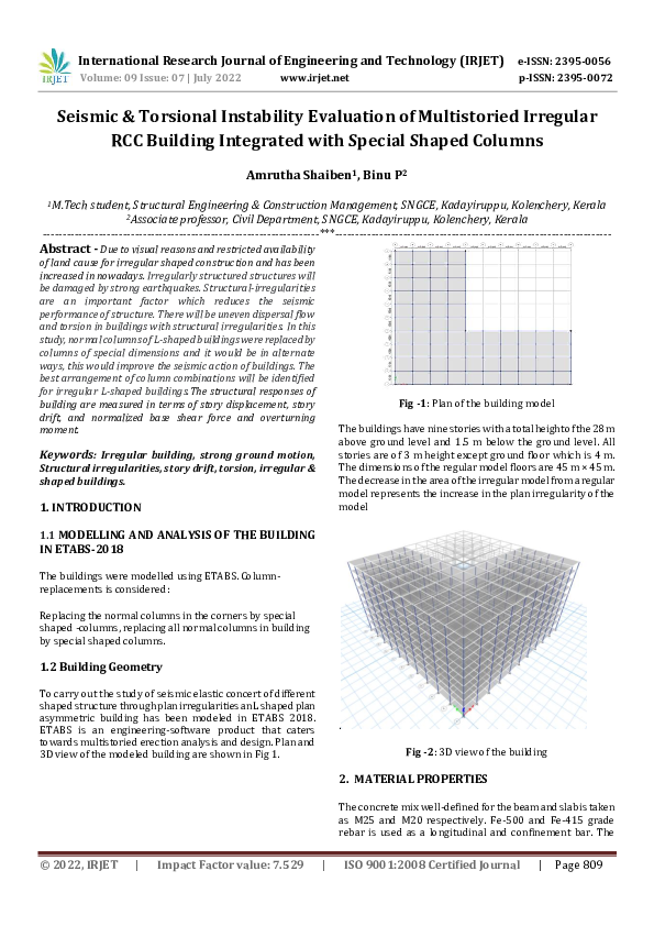 (PDF) Seismic & Torsional Instability Evaluation of Multistoried ...