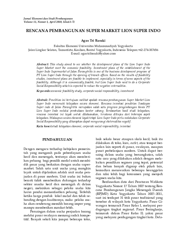 (PDF) Rencana Pembangunan Super Market Lion Super Indo