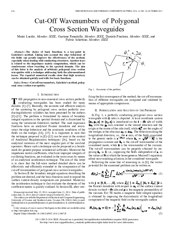 (PDF) Cut-Off Wavenumbers of Polygonal Cross Section Waveguides