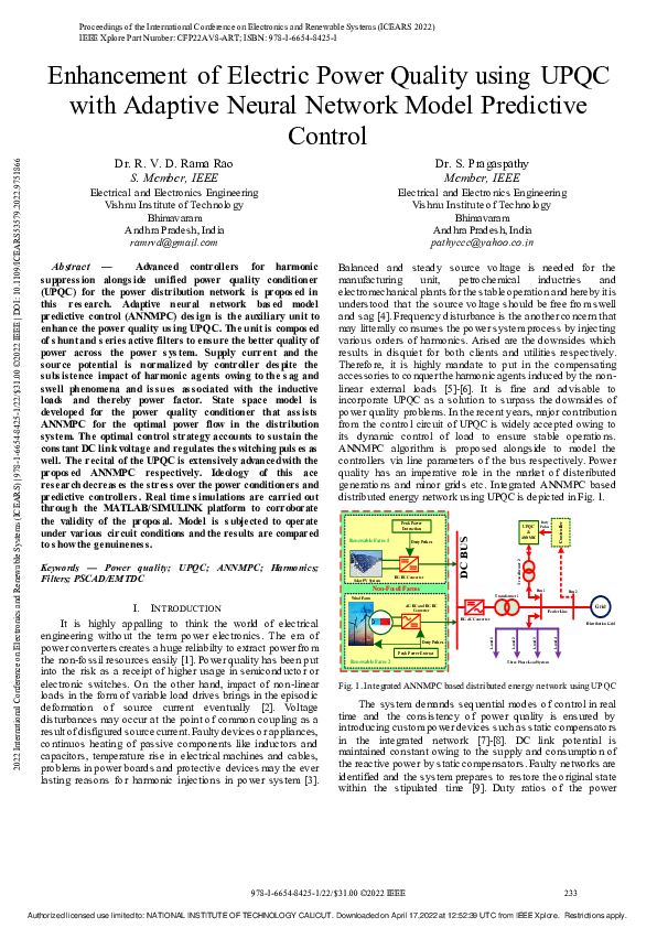 (PDF) Enhancement of Electric Power Quality using UPQC with Adaptive ...