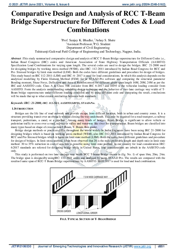 (PDF) Comparative Design and Analysis of RCC T-Beam Bridge Superstructure for Different Codes ...