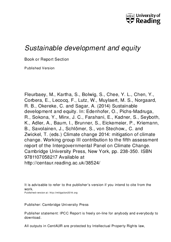 (PDF) Sustainable Development and Equity