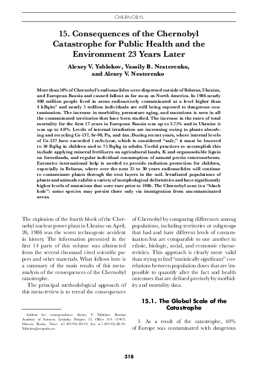 Pdf 15 Consequences Of The Chernobyl Catastrophe For Public Health