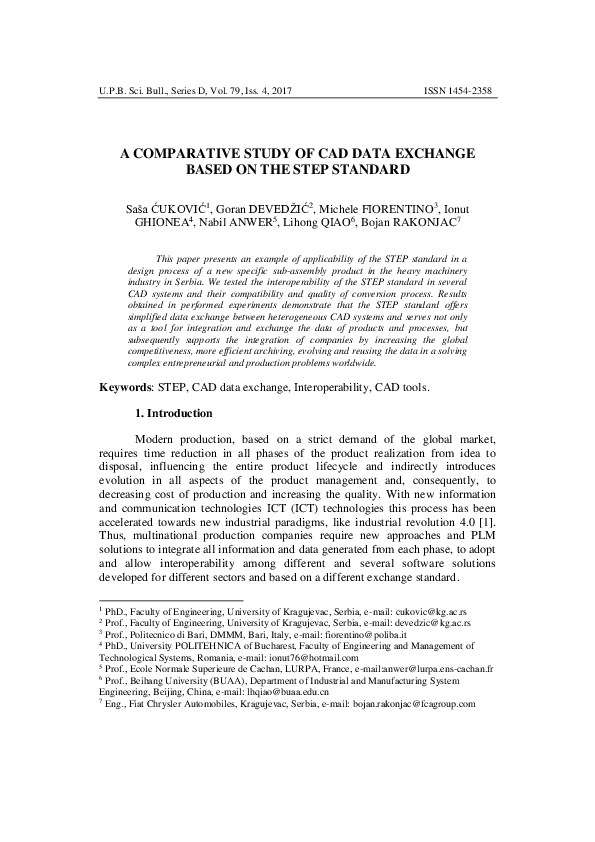 (PDF) A Comparative Study of Cad Data Exchange Based on the Step Standard