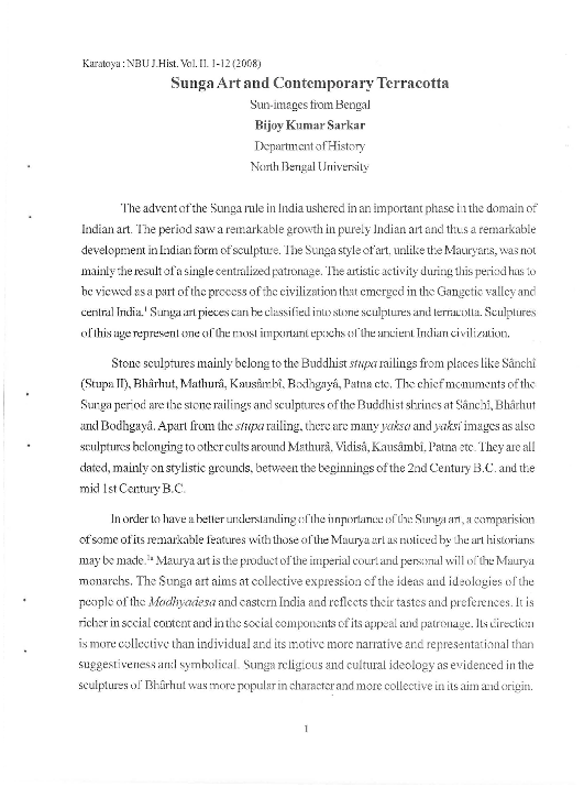 (PDF) Sunga Art and Contemporary Terracotta Sun-images from Bengal