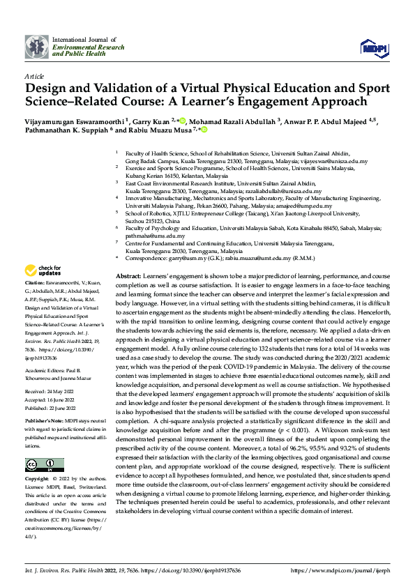 (PDF) Design and Validation of a Virtual Physical Education and Sport ...