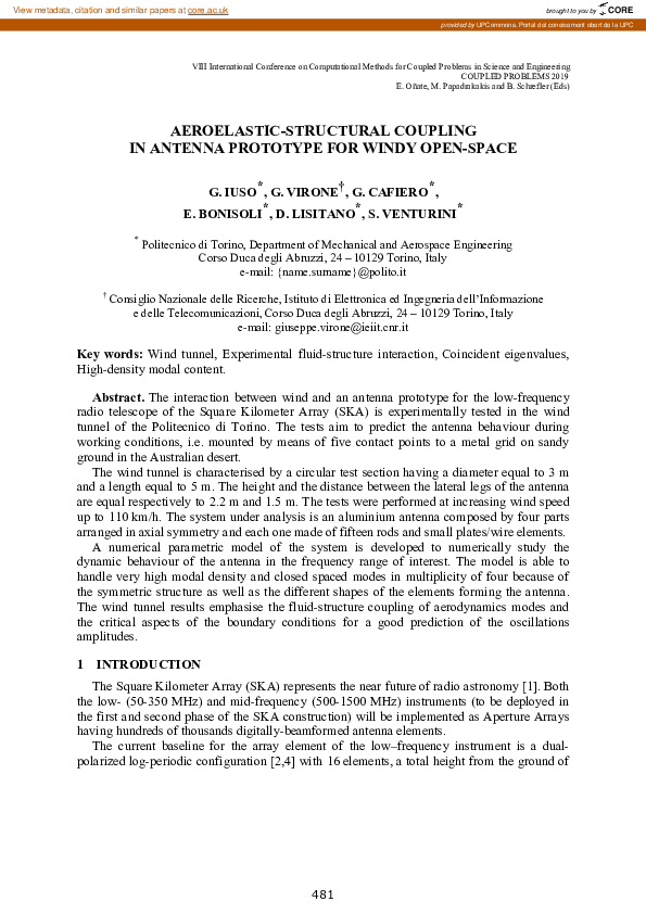 (PDF) Aeroelastic-structural coupling in antenna prototype for windy open-space