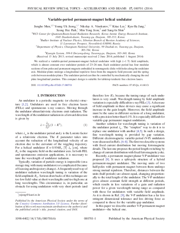 (PDF) Variable-period permanent-magnet helical undulator