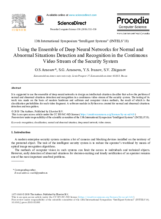 (PDF) Using the Ensemble of Deep Neural Networks for Normal and Abnormal Situations Detection ...