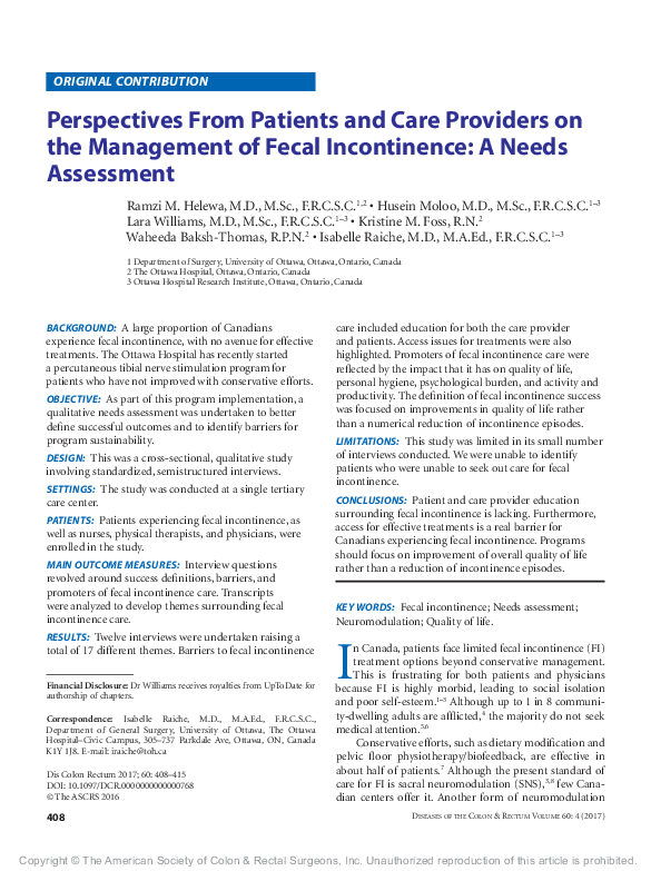 (PDF) Perspectives From Patients and Care Providers on the Management ...