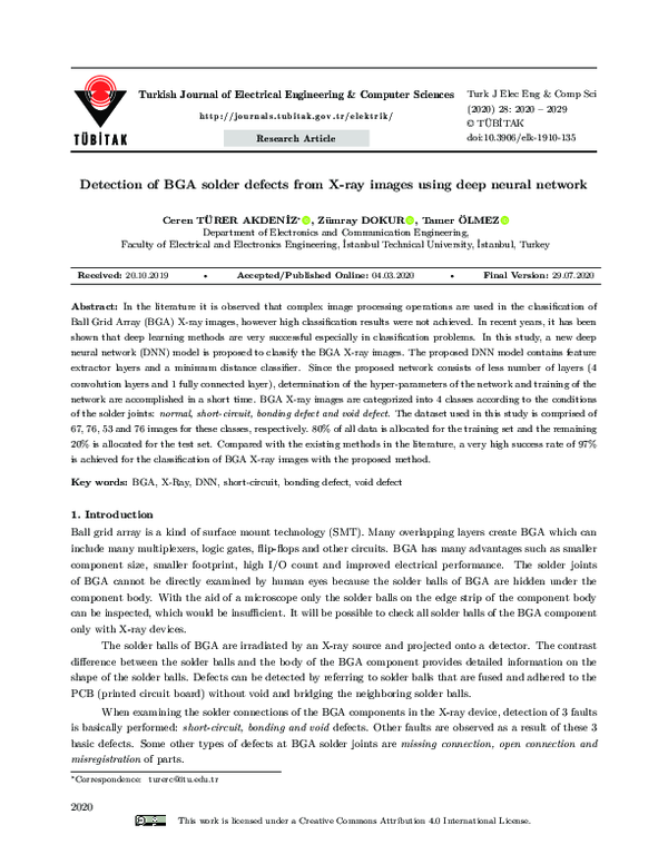 Pdf Detection Of Bga Solder Defects From X Ray Images Using Deep