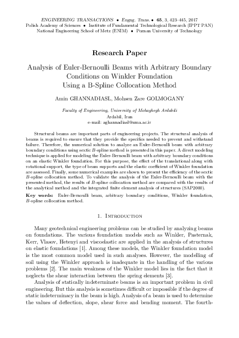 (PDF) Analysis of Euler-Bernoulli Beams with Arbitrary Boundary ...