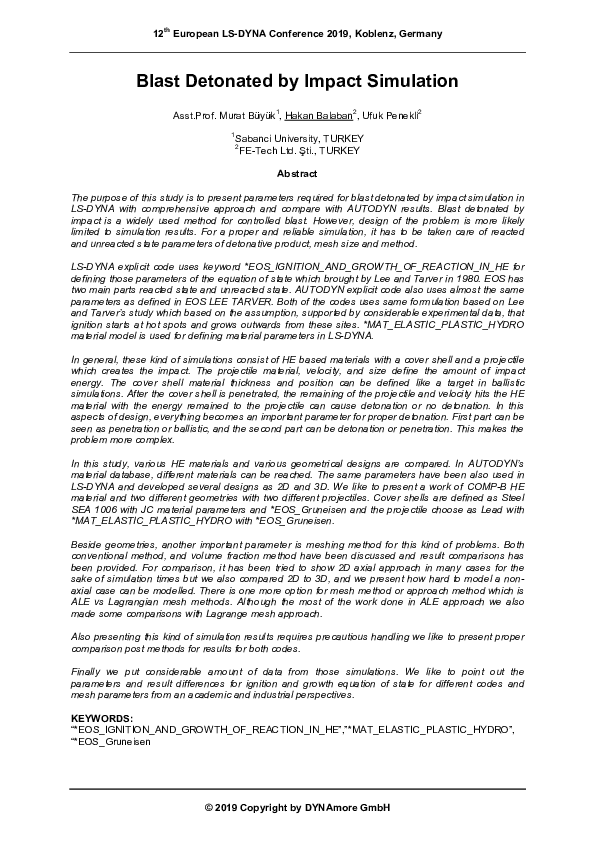 (PDF) Blast Detonated by Impact Simulation | Hakan Balaban - Academia.edu