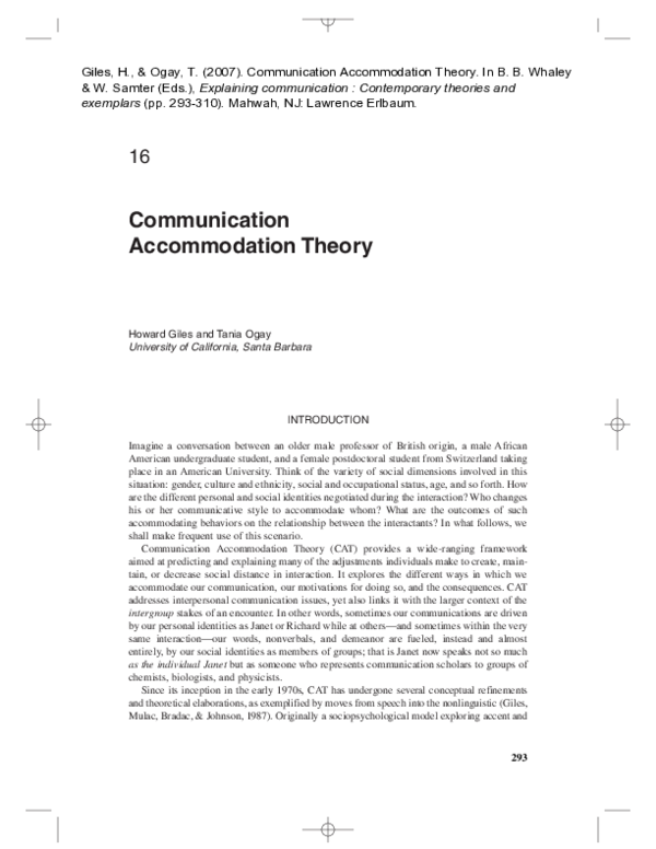 (PDF) Communication Accommodation Theory