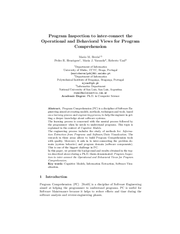 (PDF) Program Inspection to inter-connect the Operational and Behavioral Views for Program ...