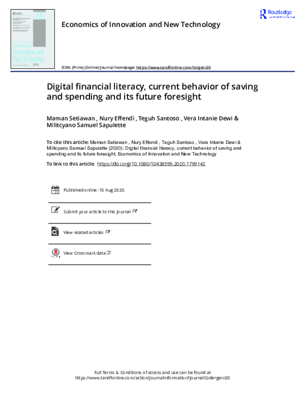 (PDF) Digital financial literacy, current behavior of saving and ...