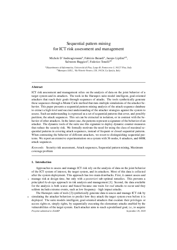 (PDF) Sequential pattern mining for ICT risk assessment and management