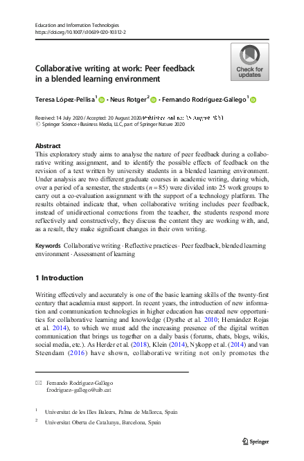 (PDF) Collaborative writing at work: Peer feedback in a blended ...