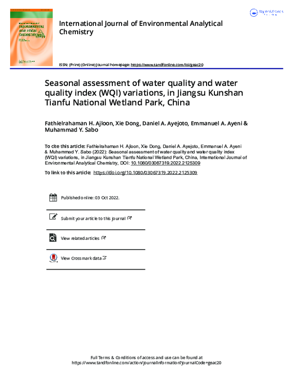 (PDF) Seasonal assessment of water quality and water quality index (WQI) variations, in Jiangsu ...