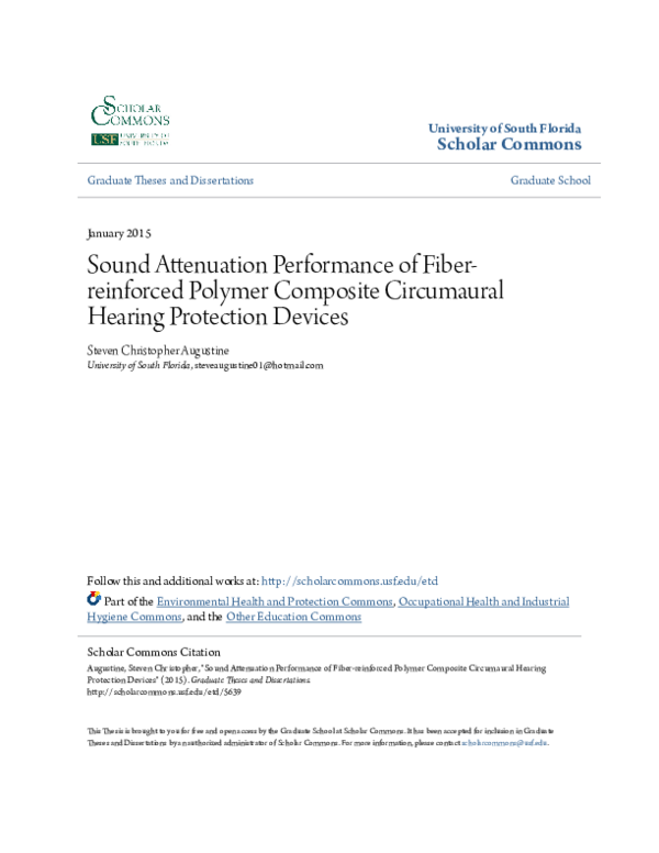 Pdf Sound Attenuation Performance Of Fiber Reinforced Polymer Composite Circumaural Hearing