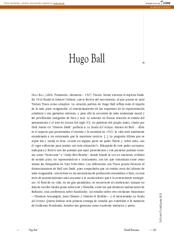 (PDF) Hugo Ball