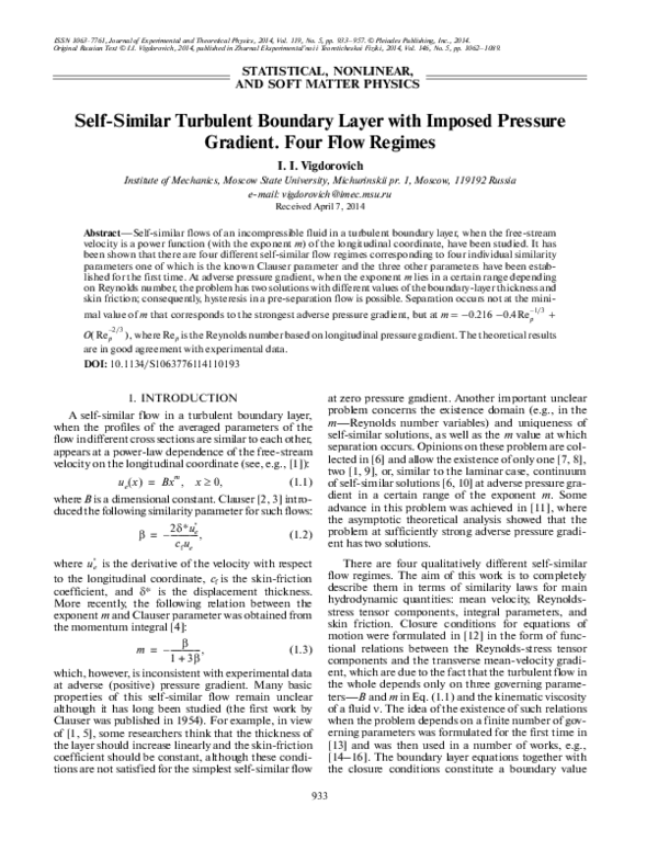 (PDF) Self-Similar Turbulent Boundary Layer Analysis