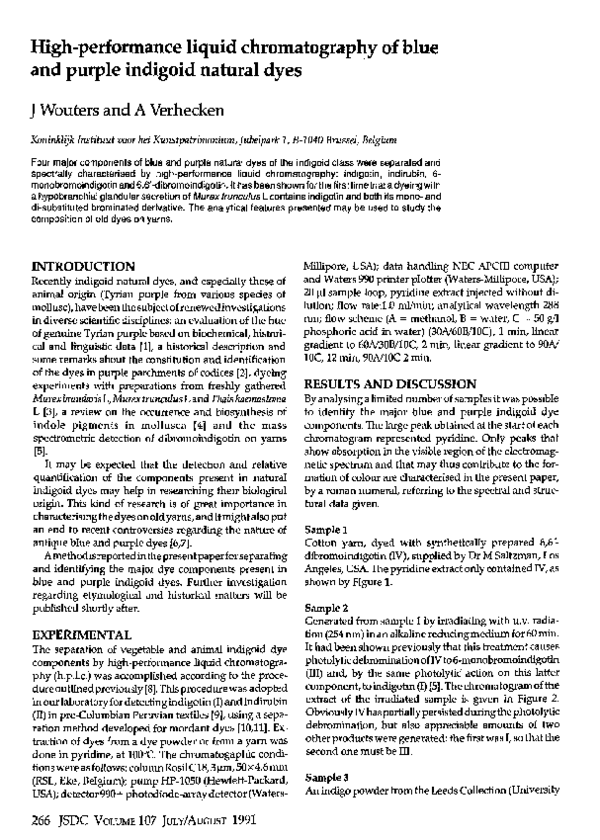 (PDF) High‐performance liquid chromatography of blue and purple ...