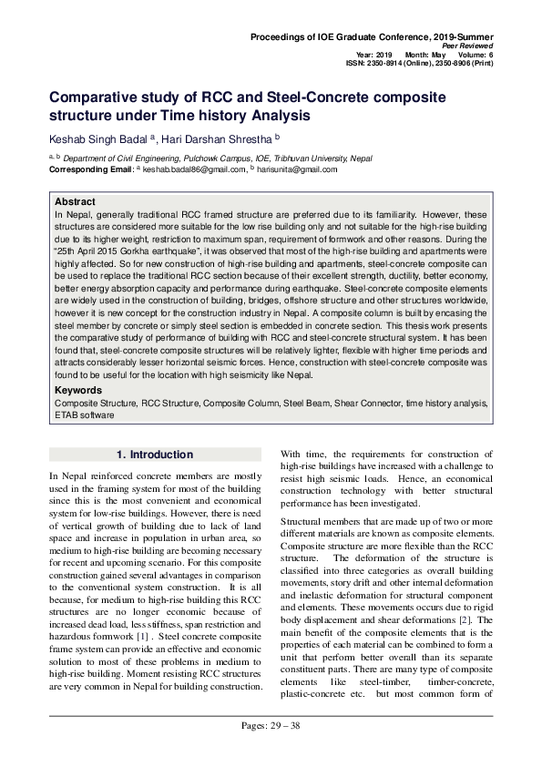 (PDF) Comparative study of RCC and Steel-Concrete composite structure under Time history Analysis