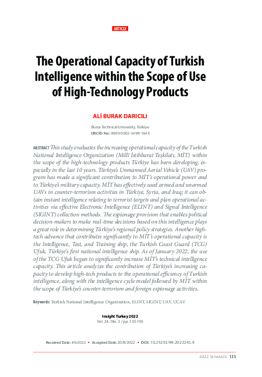 (PDF) THE OPERATIONAL CAPACITY OF TURKISH INTELLIGENCE WITHIN THE SCOPE ...