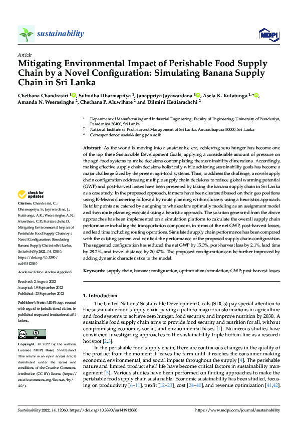 (PDF) Mitigating Environmental Impact of Perishable Food Supply Chain by a Novel Configuration ...