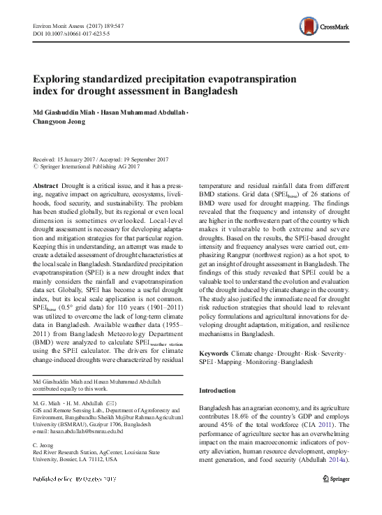 (PDF) Exploring standardized precipitation evapotranspiration index for ...