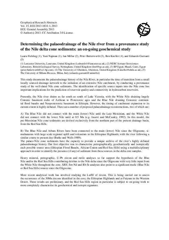 (PDF) Determining the palaeodrainage of the Nile river from a ...