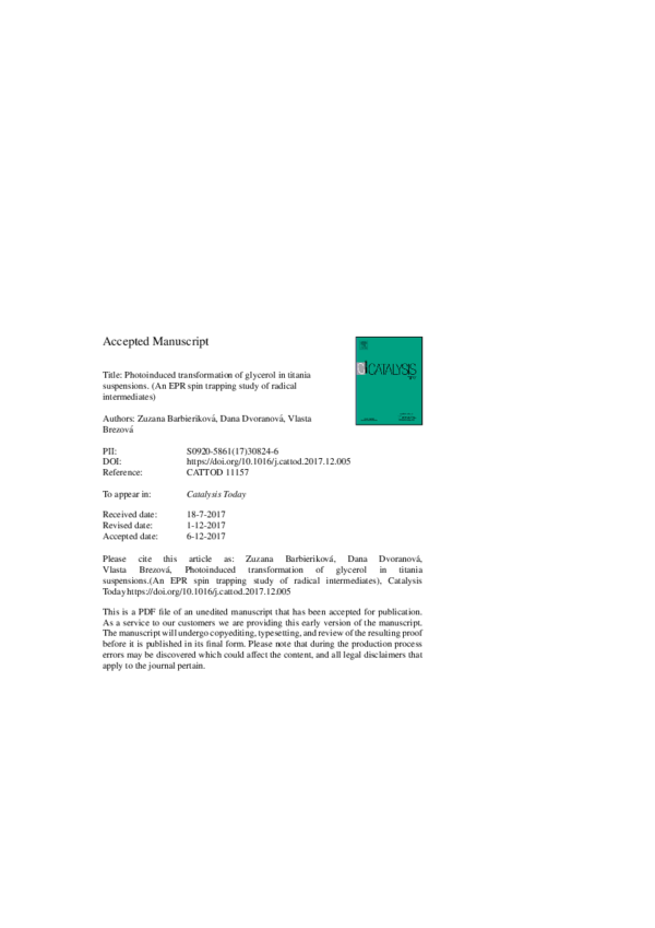 (PDF) Glycerol Transformation in Titania under UVA